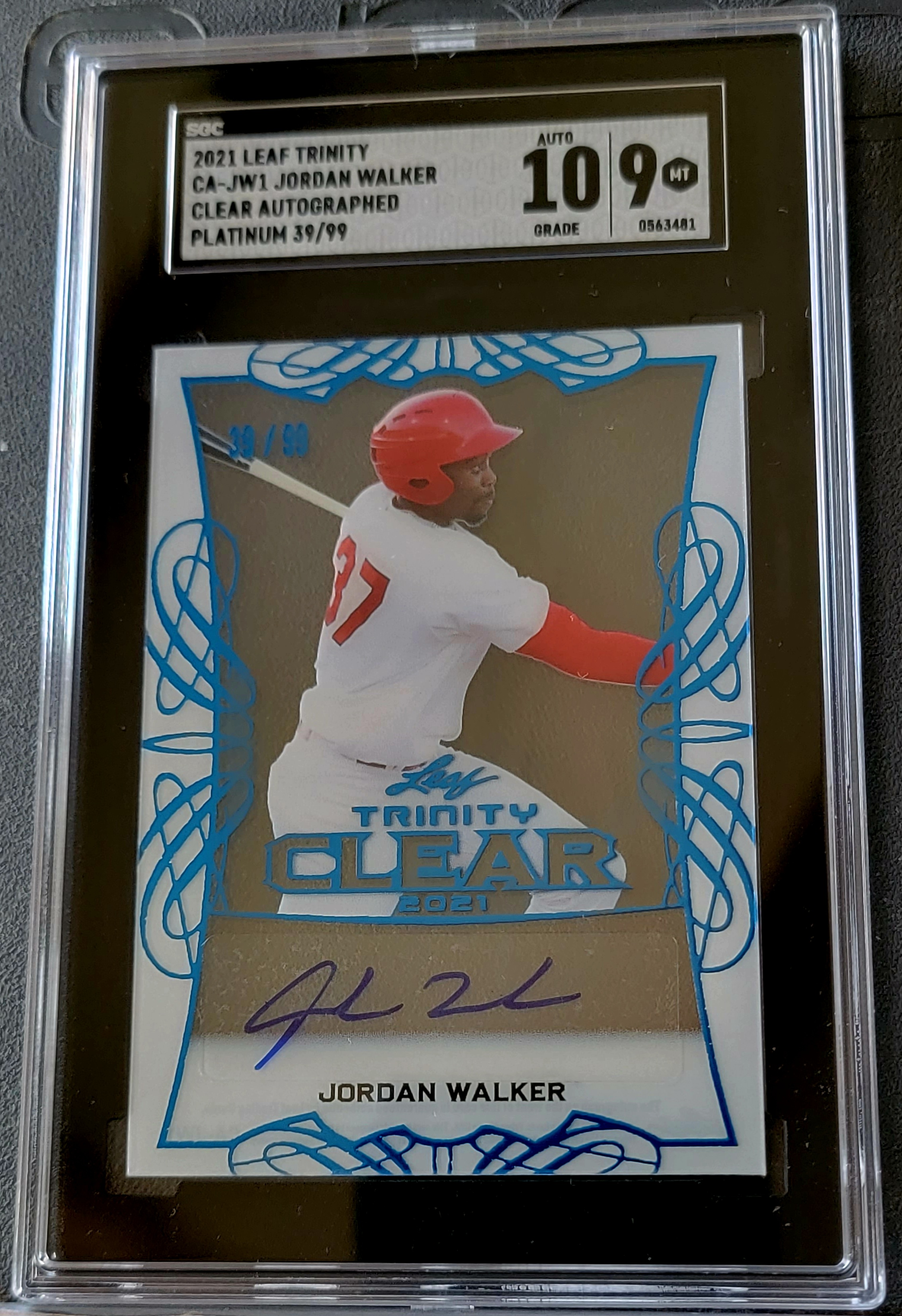 2021 Leaf Trinity Jordan Walker Clear Platinum #/99 SCG 9 Mint w/ 10 ...